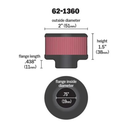 62-1360 K&N VENT AIR FILTER/ BREATHER - K&N Singapore